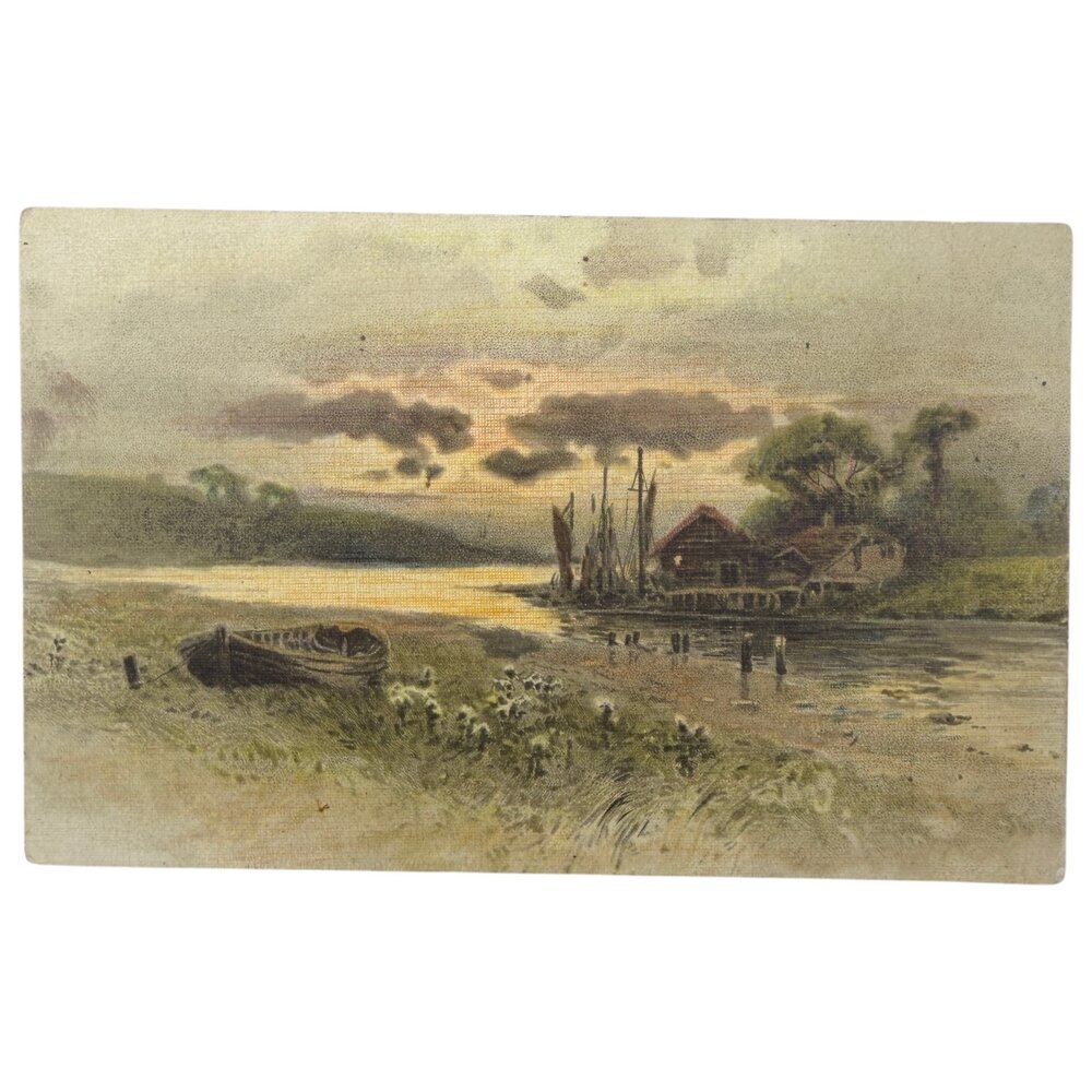 Почтовая открытка "Закат на реке" 1900-1915 гг. Европа