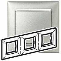 Legrand (Легранд) Рамка 3 поста алюминий/серебряный штрих, Valena 770353