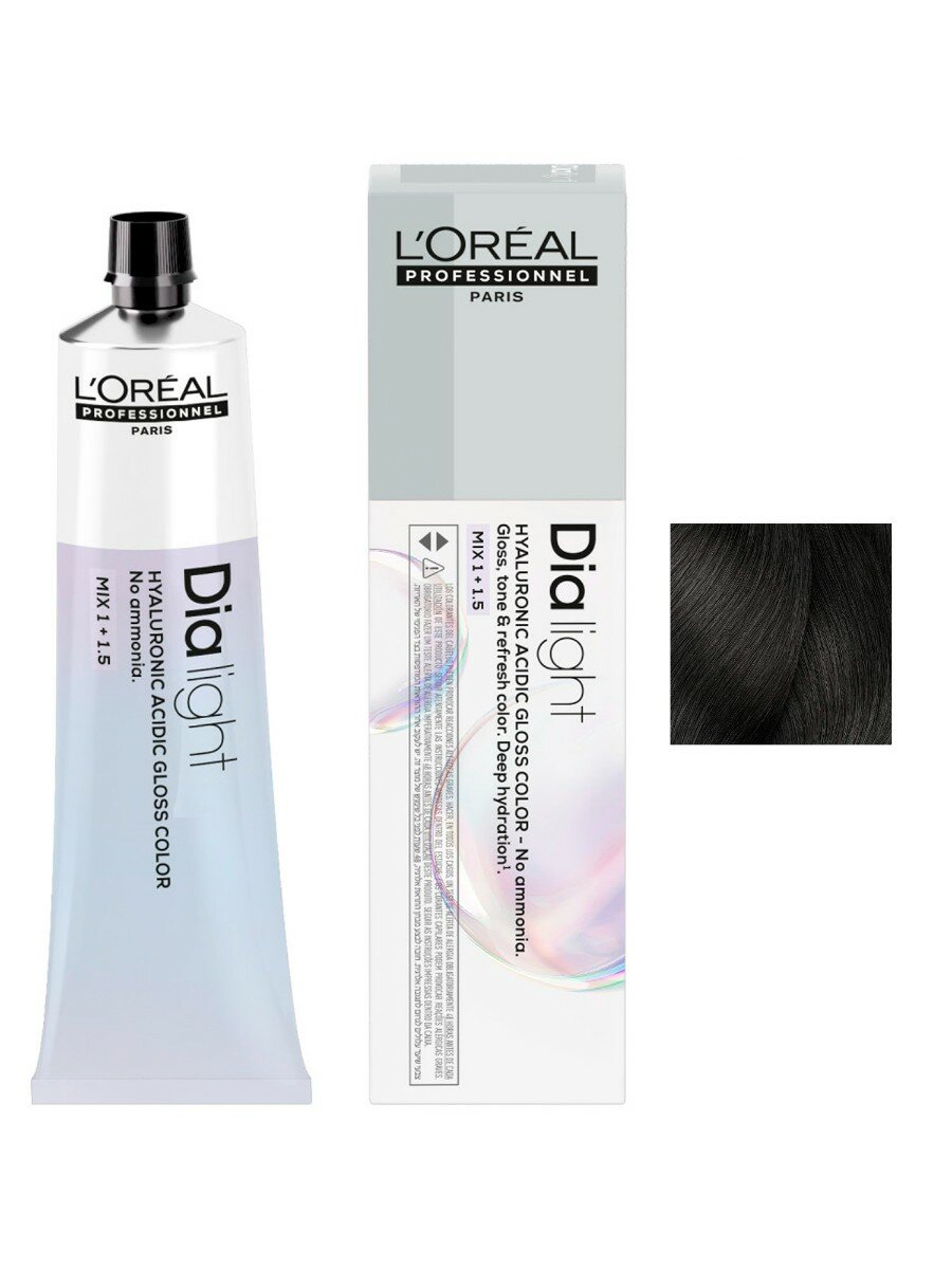 Краситель-блеск для волос L'Oreal Professionnel DIA Light без аммиака с гиалуроновой кислотой, 4