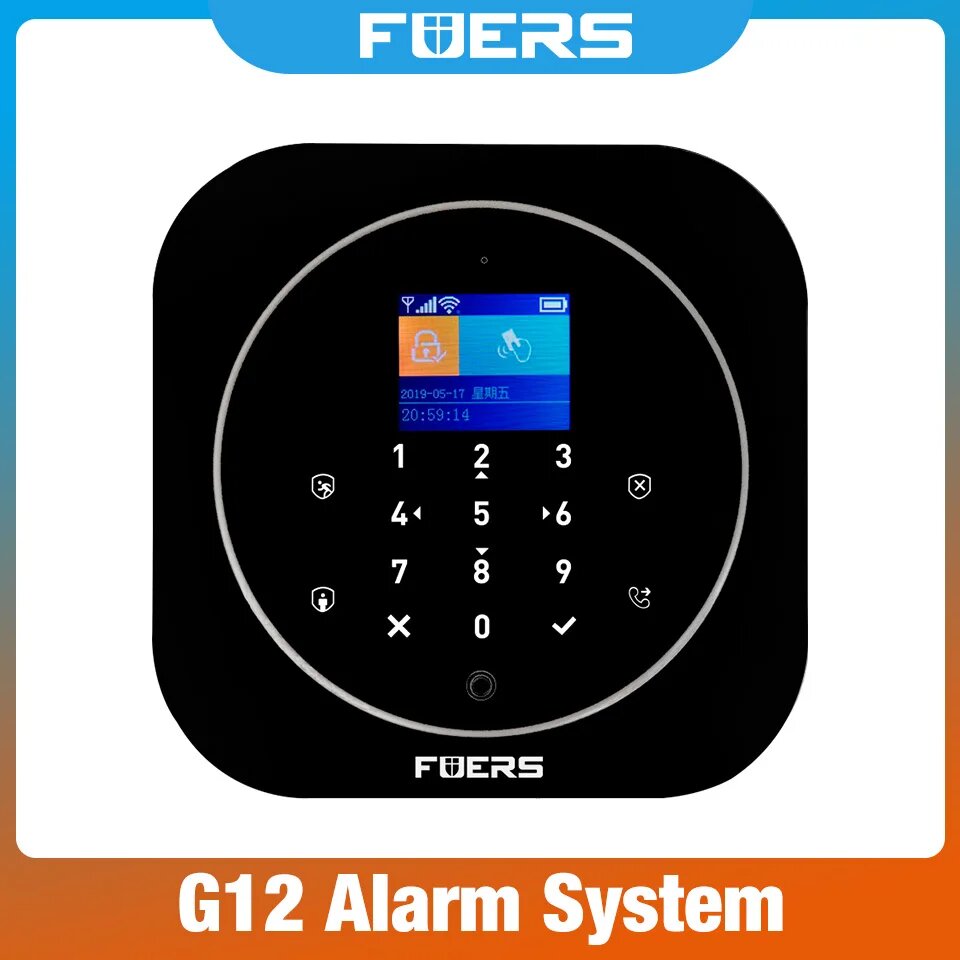 Система охраны от вторжений для дома и бизнеса FUERS G12 DIY Tuya WIFI GSM беспроводная с контролем, сиреной, RFID-датчиком движения, дымовым датчиком - Основная станция GSM G12