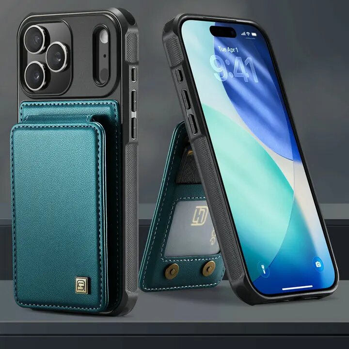 Кожаный чехол для iPhone 16 Green с RFID-блокировкой
