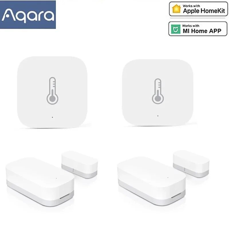 Датчики Aqara ZigBee: дверной, дымовый, температурный, датчик движения. Бесконтактное соединение. Умный дом для приложений Mi Home, HomeKit APP-2Temp и 2Door