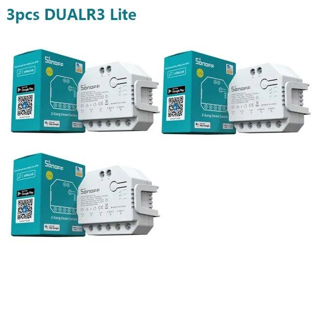 SONOFF DUAL R3 Lite 3шт. Wi-Fi реле 2 канала