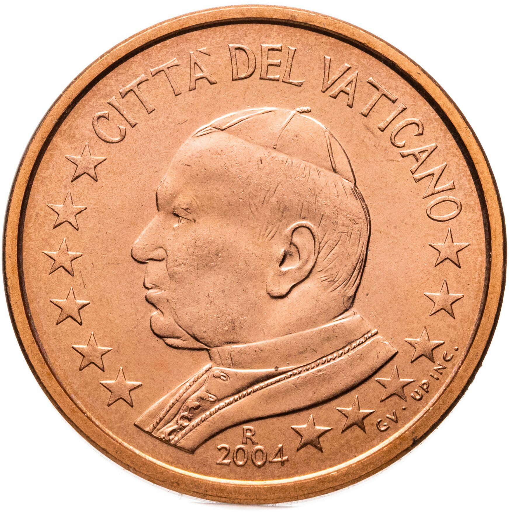 Ватикан 5 центов cents 2004 "Портрет Папы Иоана Павла II", Сталь, в сохранности UNC
