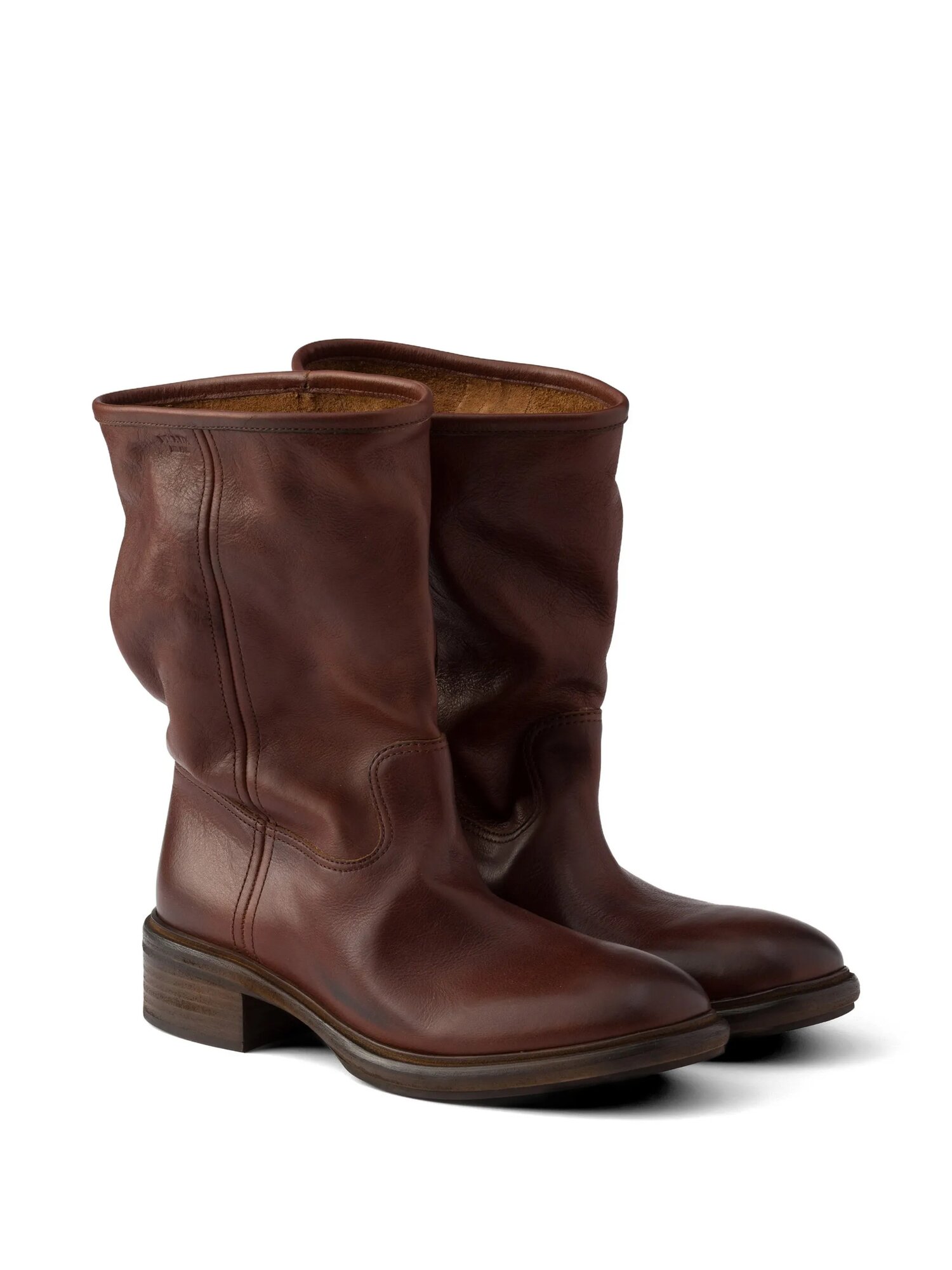 Сапоги Prada Vintage-effect leather boots, размер 37.5 EU — фото 1