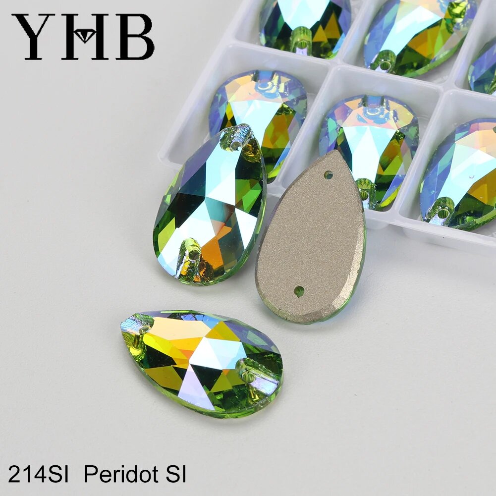 Стразы YHB 214SI Peridot SI, изумрудные, 13mm, 22mm, 24шт
