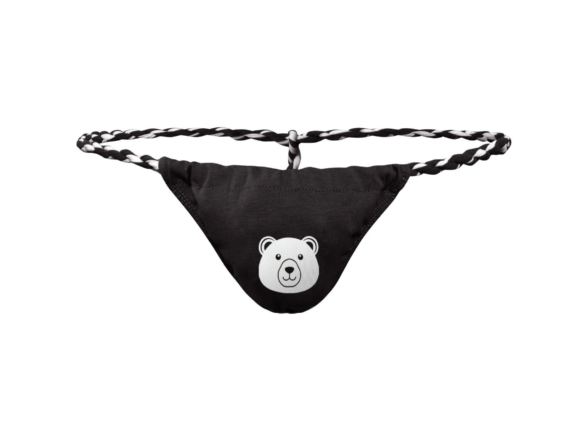 Черные мужские стринги Cute Bear Paw Claw, размер L