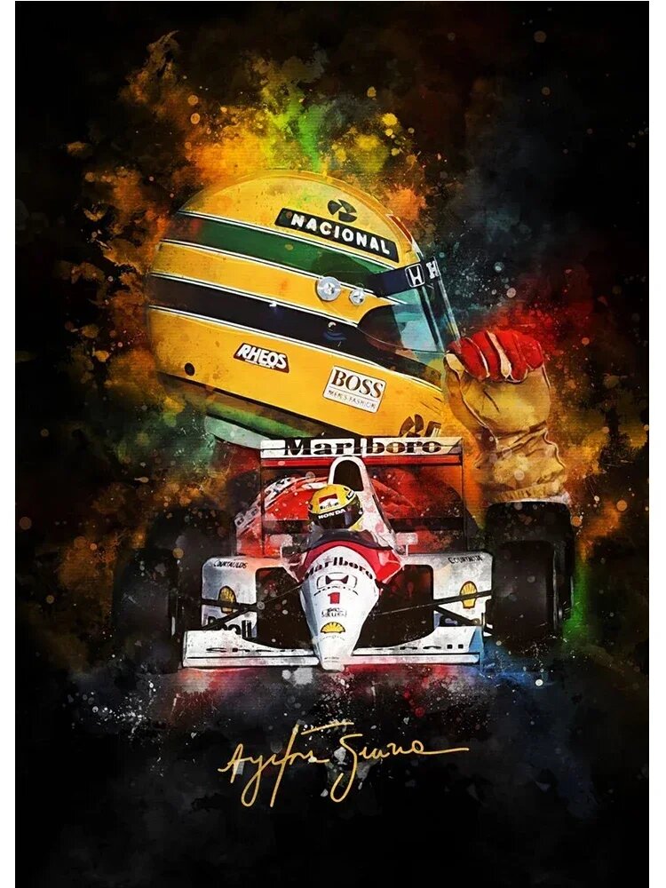 Постер Ayrton Senna F1, желтый, 55x80 см, Style-5