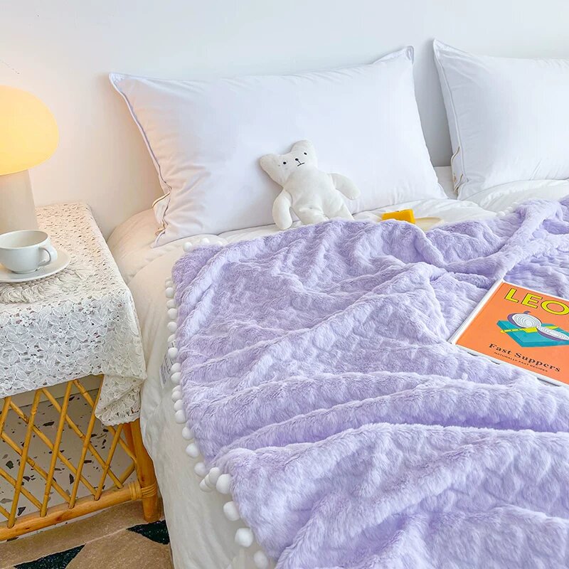 Инс-стиль шерстяной флисовой плед фиолетовый с сердечным дизайном 120x150см зимнее теплый покрывало для дивана отдых