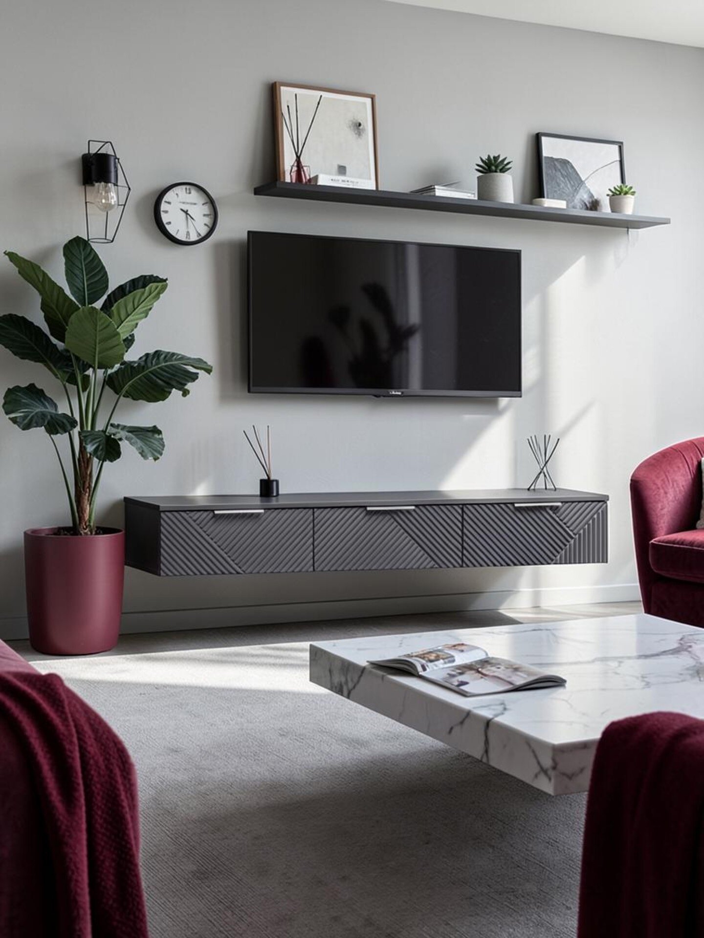 ТВ-тумба Салерно NEW 3 (МДФ) SF-019 Графит Серый графит 0162 РЕ FM 148x42x220 см, Фиеста