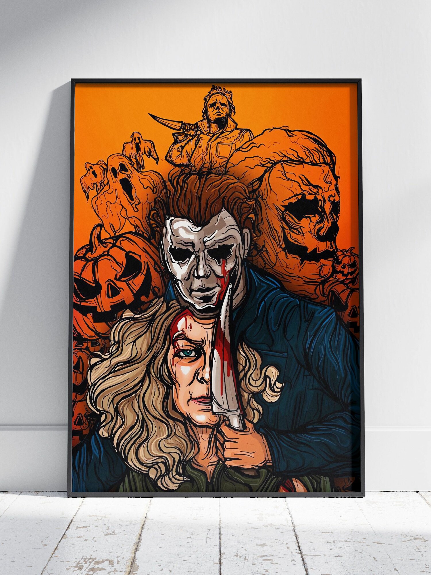 Плакат на стену для интерьера Хэллоуин (Halloween - Майкл и Лори 9) - Постер по фильму, кино, хоррору формата А3 (30x42 см)