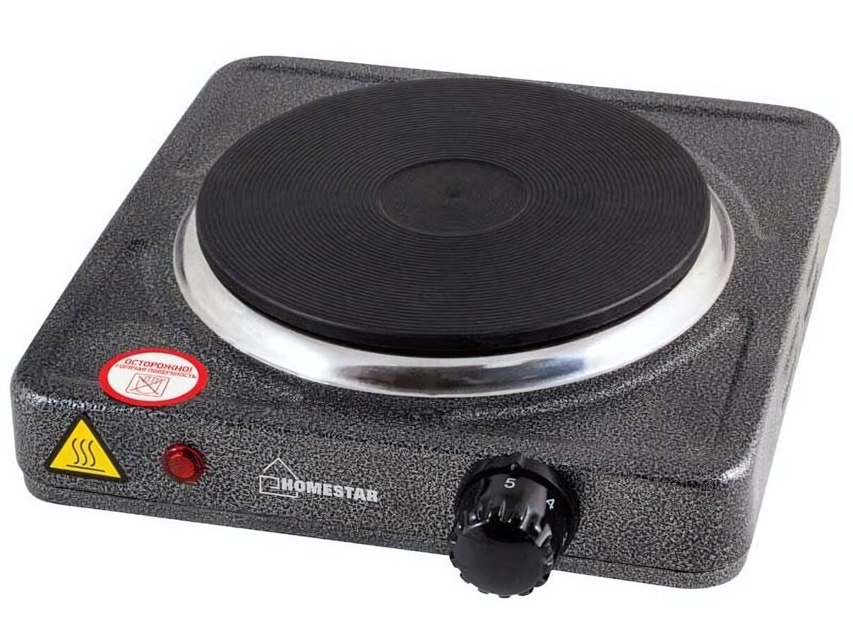 Плитка электрическая одноконфорочная HOMESTAR HS-1102, чугунная конфорка, 1000 Вт