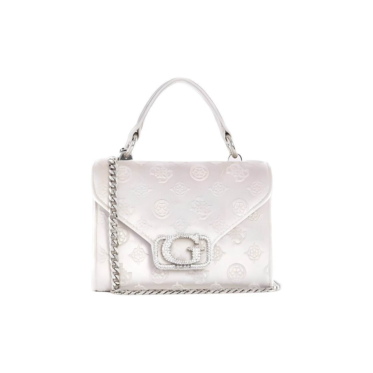 Сумка GUESS, фактура тиснение, серебристый — фото 1