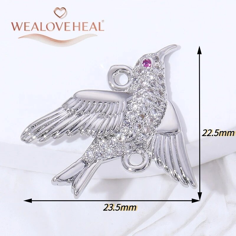 Кулон-голубь WEALOVEHEAL 18K золотистый с фианитами 1 piece, Rhodium Plated