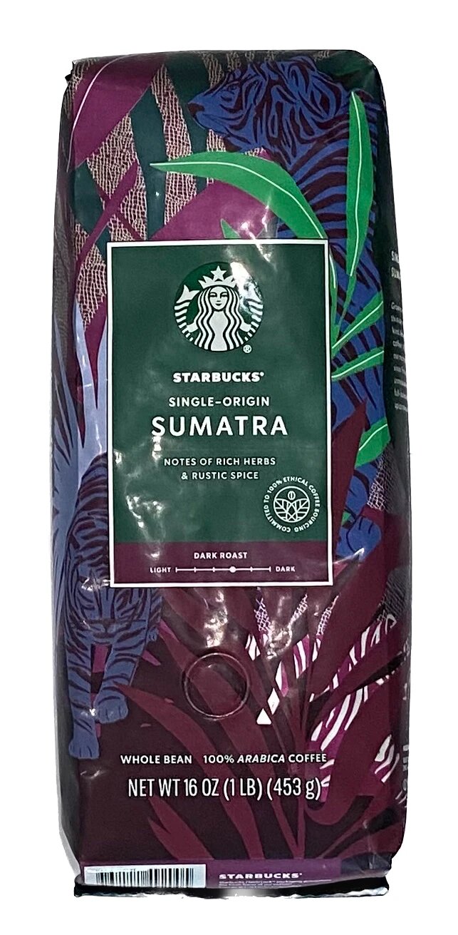 Кофе в зернах Starbucks Single-Origin Sumatra Notes of Rich Herbs & Rustic Spice 453гр США (Dark темная обжарка)