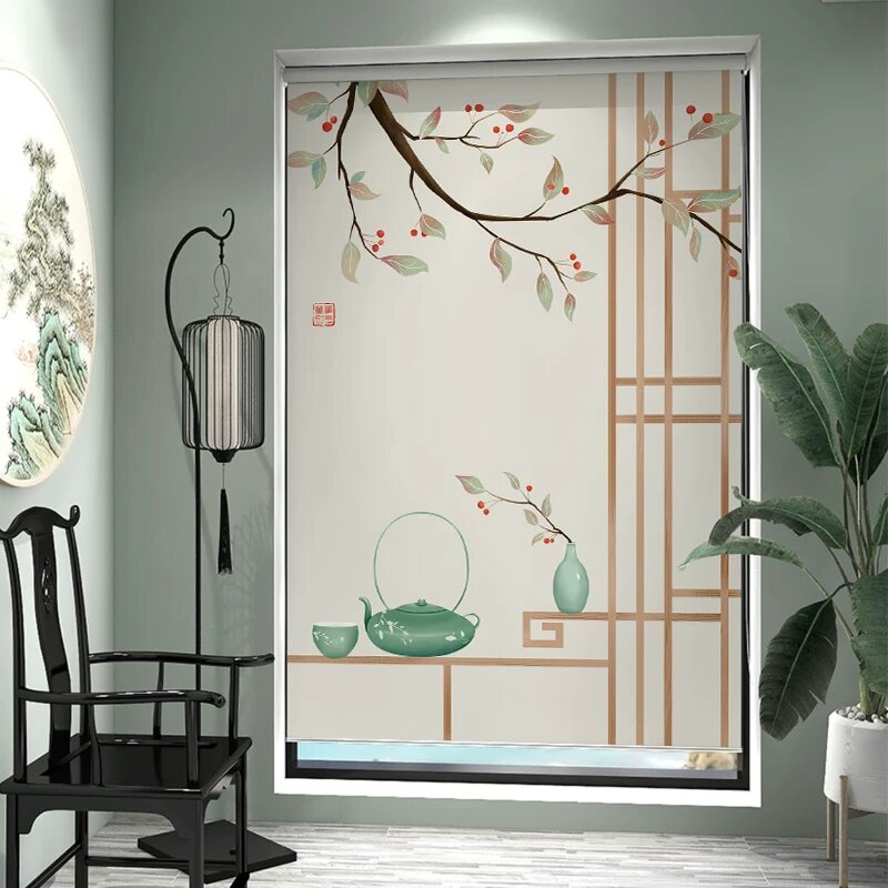 Рулонная штора Colorful Chinese Style 3 без сверления, блокирующая свет