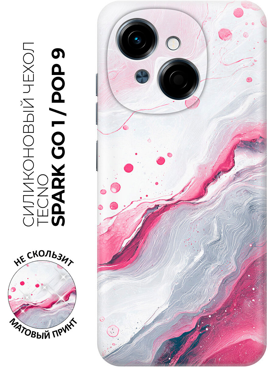 Силиконовый чехол на Tecno Spark Go 1 / Pop 9 с принтом "Бело-розовый срез"
