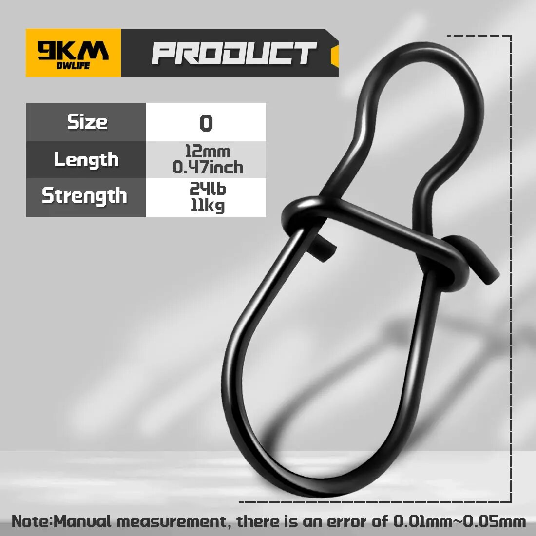 9KM DWLIFE Защелки рыболовные Size 0 12mm 11kg, 50 шт