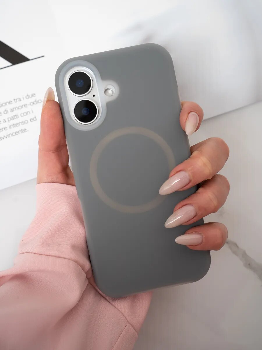 Чехол О'кейси, для iPhone 17, защита камеры, MagSafe, накладка, серый — фото 1