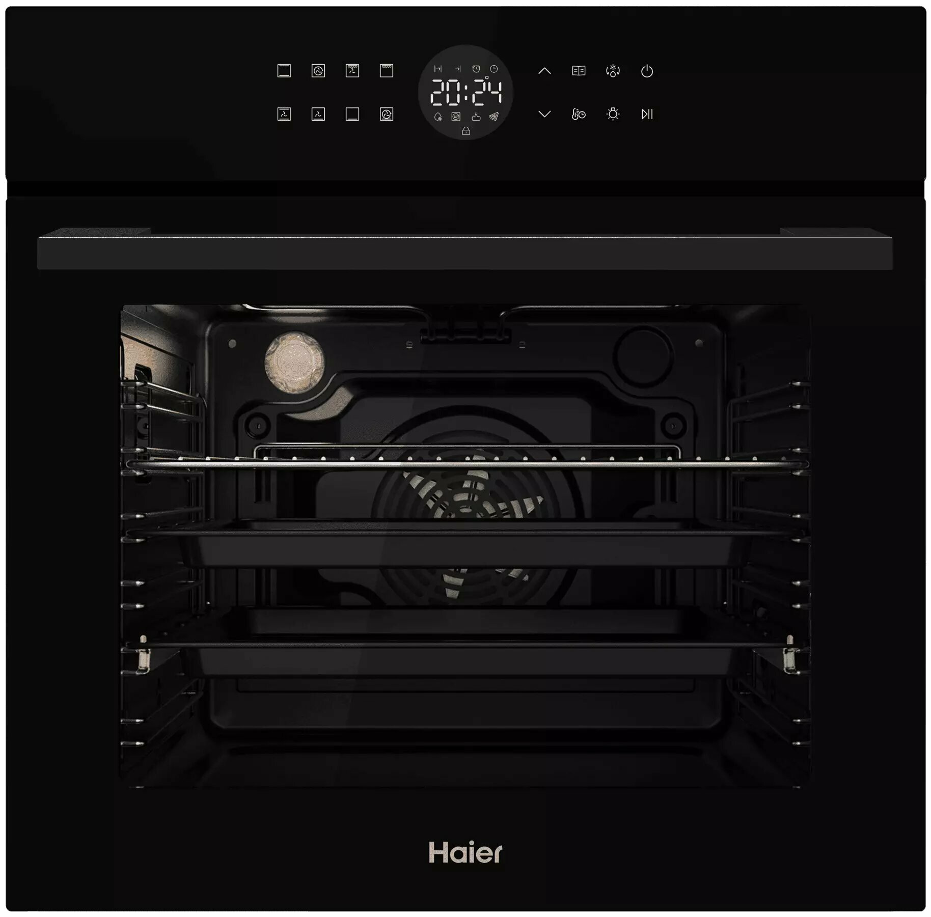 Духовой шкаф Haier HOX-T08 с черным фасадом, сенсорное управление