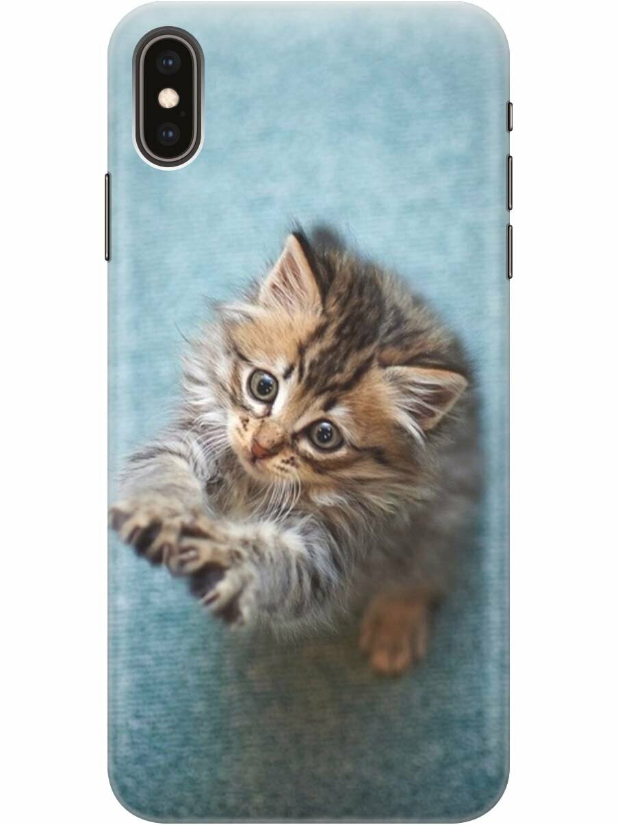 Силиконовый чехол на Apple iPhone XS Max / Эпл Айфон Икс Эс Макс с рисунком "Котёнок на голубом"