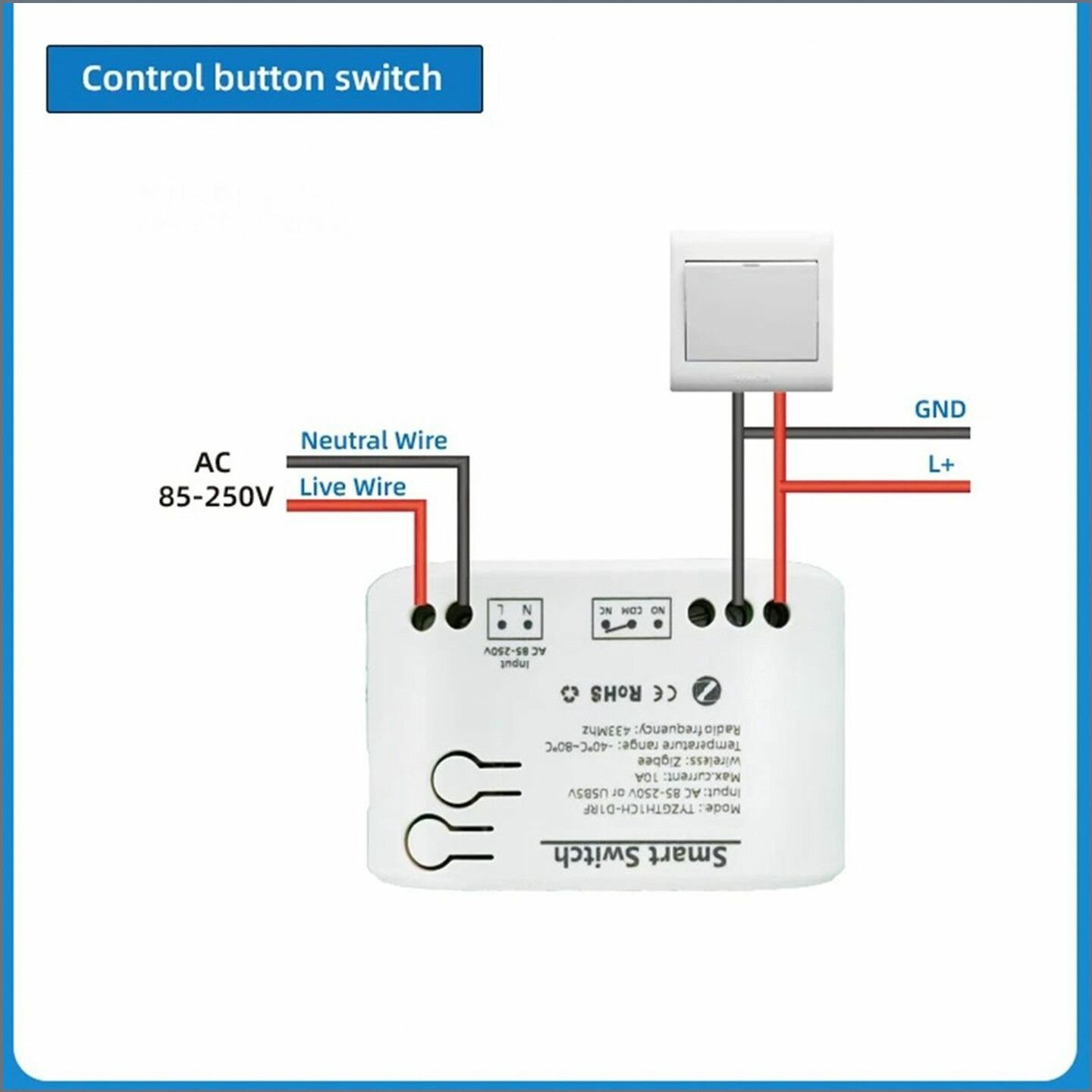 Tuya Smart ZigBee Switch с датчиком температуры Пассивное реле с сухим контактом Помощник по работе и дому AC 85-250 В