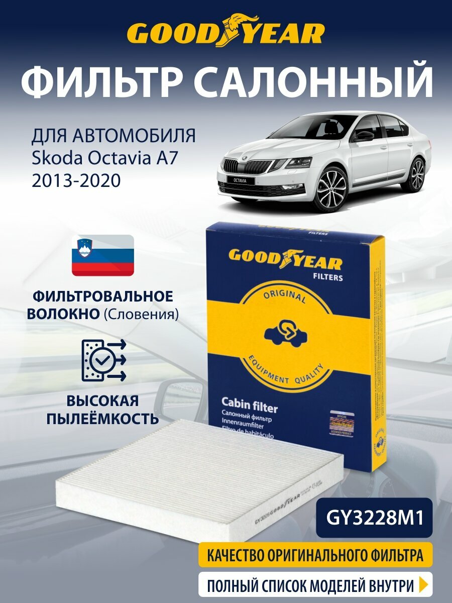 Фильтр салонный автомобильный для Skoda Octavia A7 (Шкода Октавия А7 1.6 1.4 2.0 1.5 1.2)2013-2020
