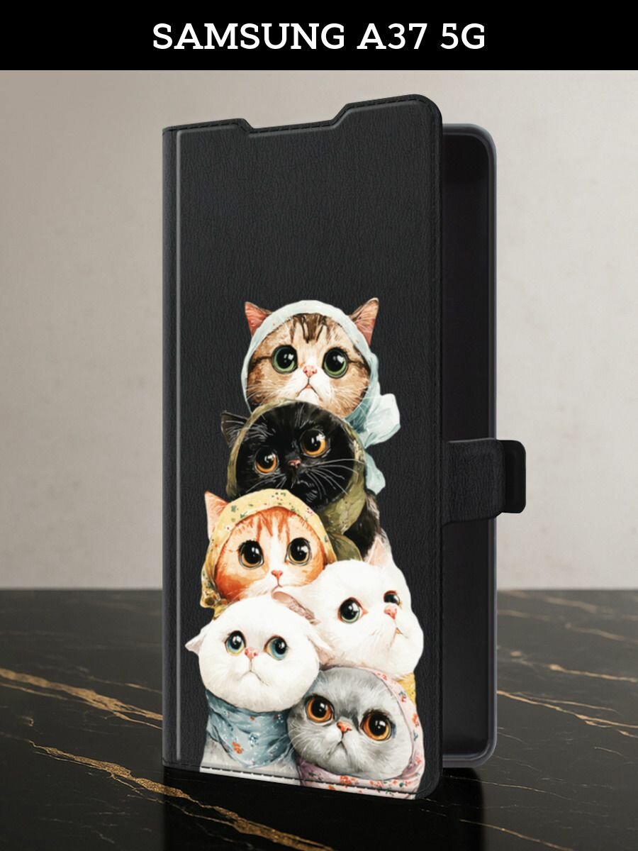 Чехол на Samsung Galaxy A37 5G (Самсунг Галакси A37 5G) с картой и принтом Милые котики в платочках