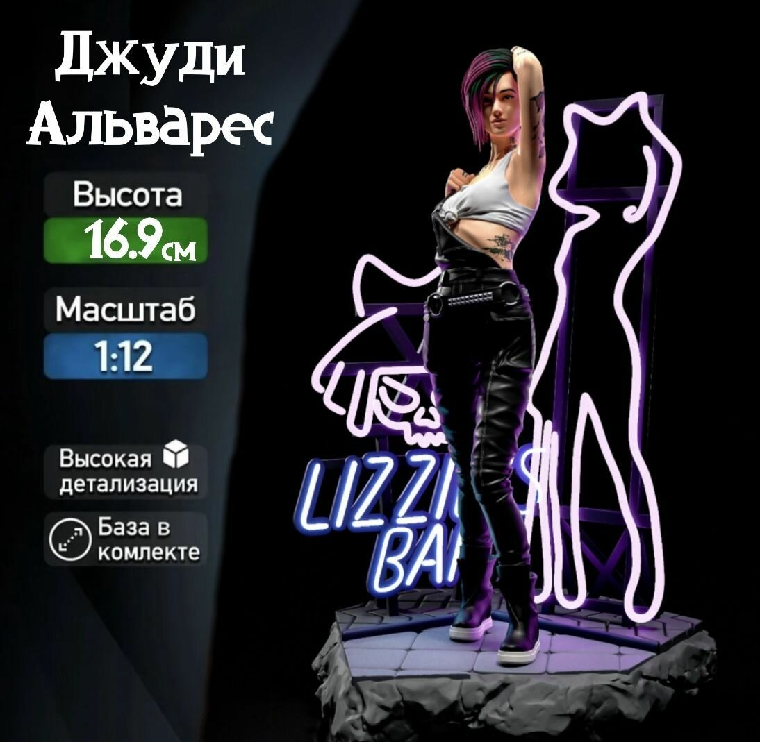 Фигурка для покраски "Джуди Альварес" (Cyberpunk 2077 / Киберпанк 2077), коллекционная, масштаб 1:12