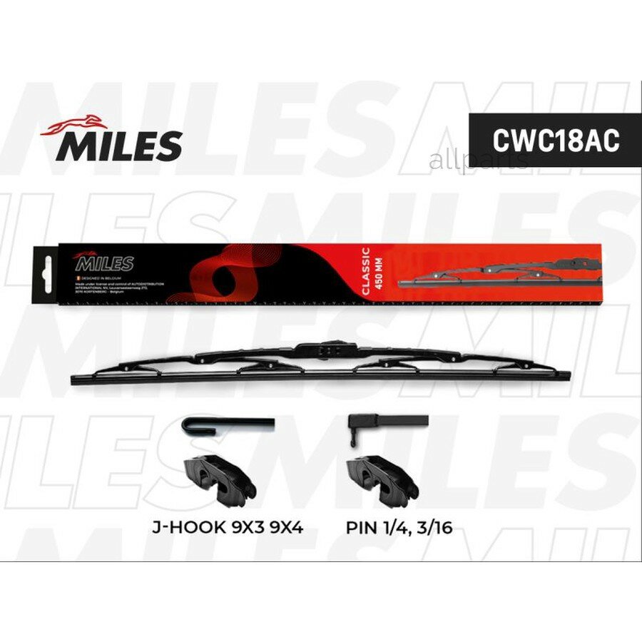 MILES CWC18AC Щетка с/о каркасная MILES 18/450mm в коробке + мультиадаптер