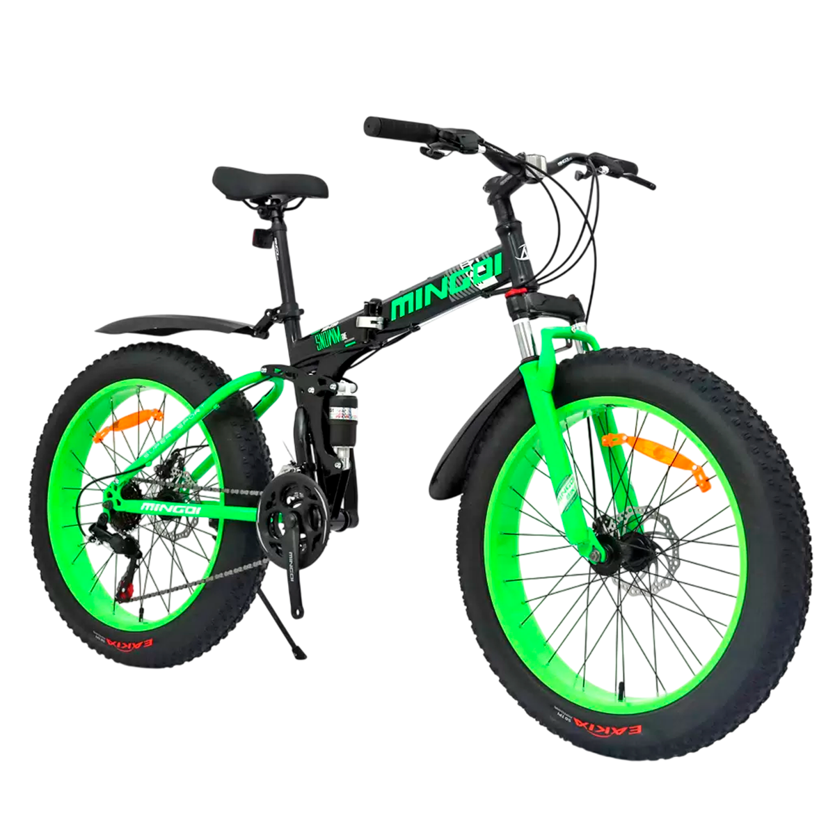 Складной велосипед Fat-bike (фэтбайк) двухподвес BREND MINGDI ORIGINAL 24MD-730, колеса 24", рама сталь, темно-зеленый