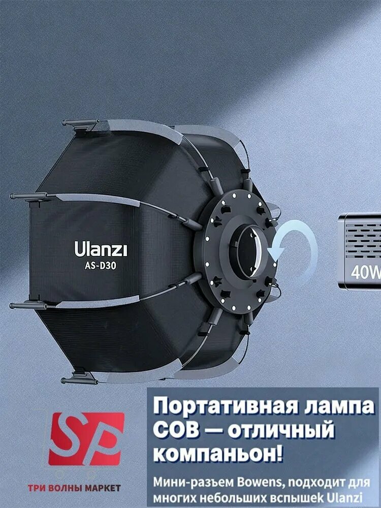 Софтбокс 30 см Ulanzi AS-D30 30 с креплением Mini Bowens и сотами