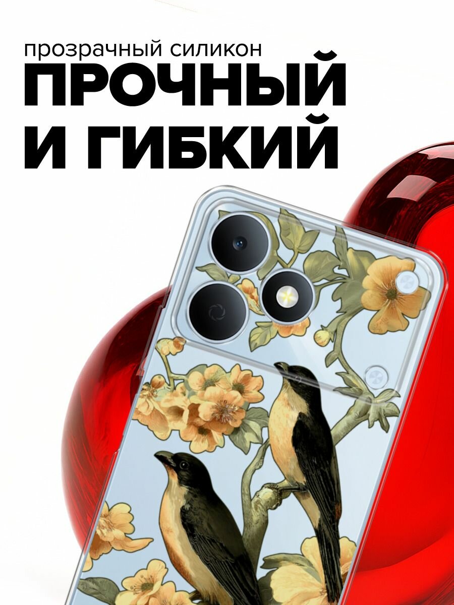 Чехол на Realme Note 80 / Реалми Нот 80 с принтом Ветвь с птицами — фото 1