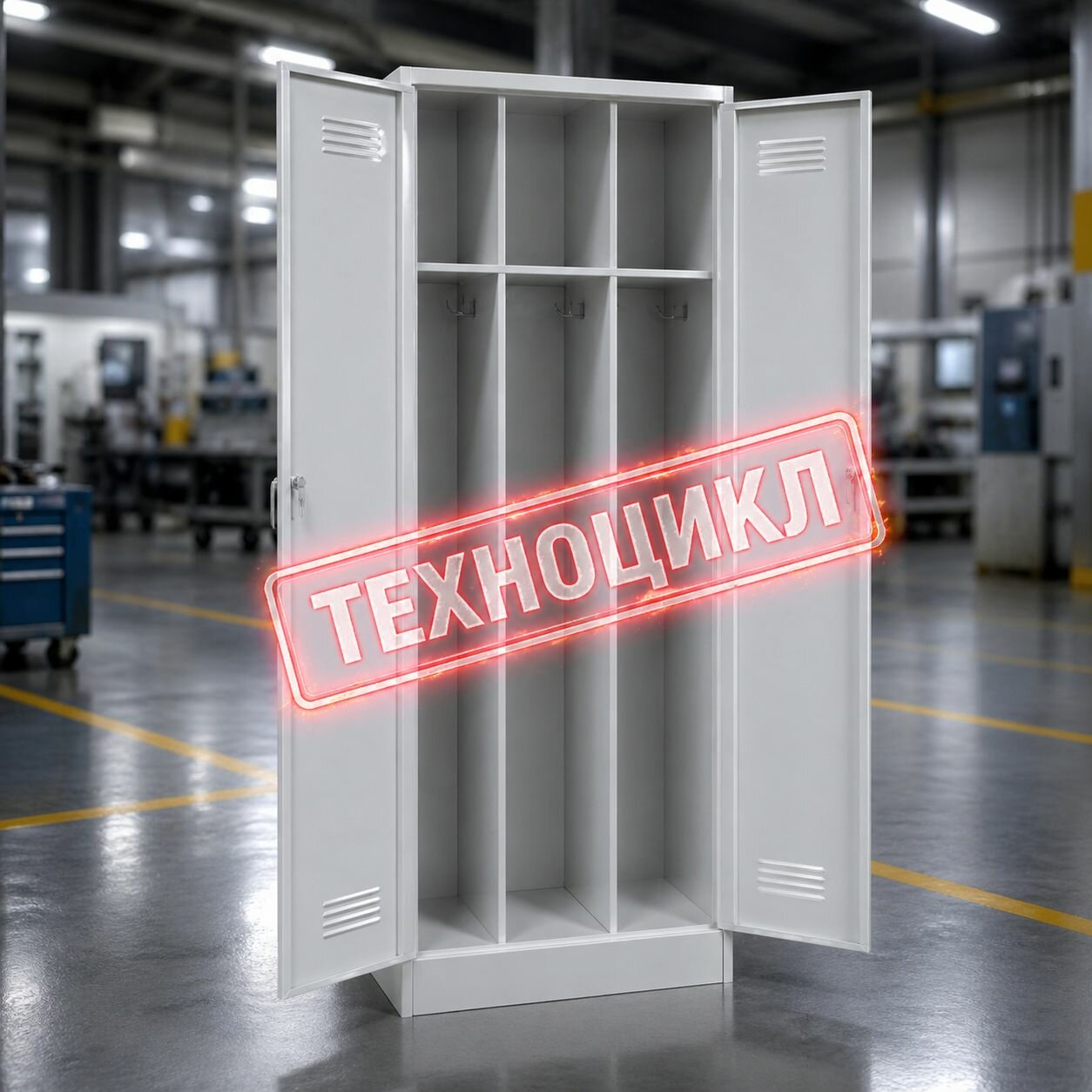 Шкаф двухстворчатый на 4 отделения, 1860х800х500 мм, сварная техноцикл