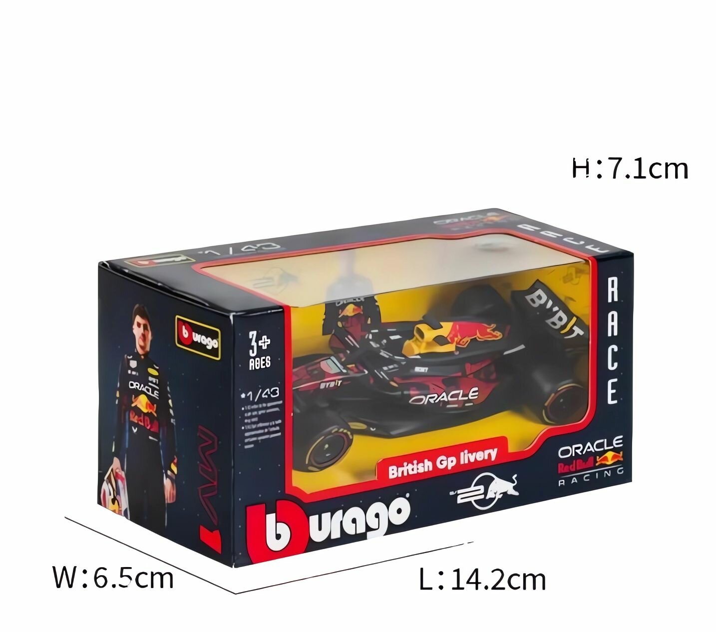 Коллекционная модель гоночного болида Формула-1. Масштаб 1/43. "Bburago". "Red Bull" RB20 British GP/Ливрея Гран-При Британии. Ред Булл (№1 Макс Ферстаппен) Сезон 2024