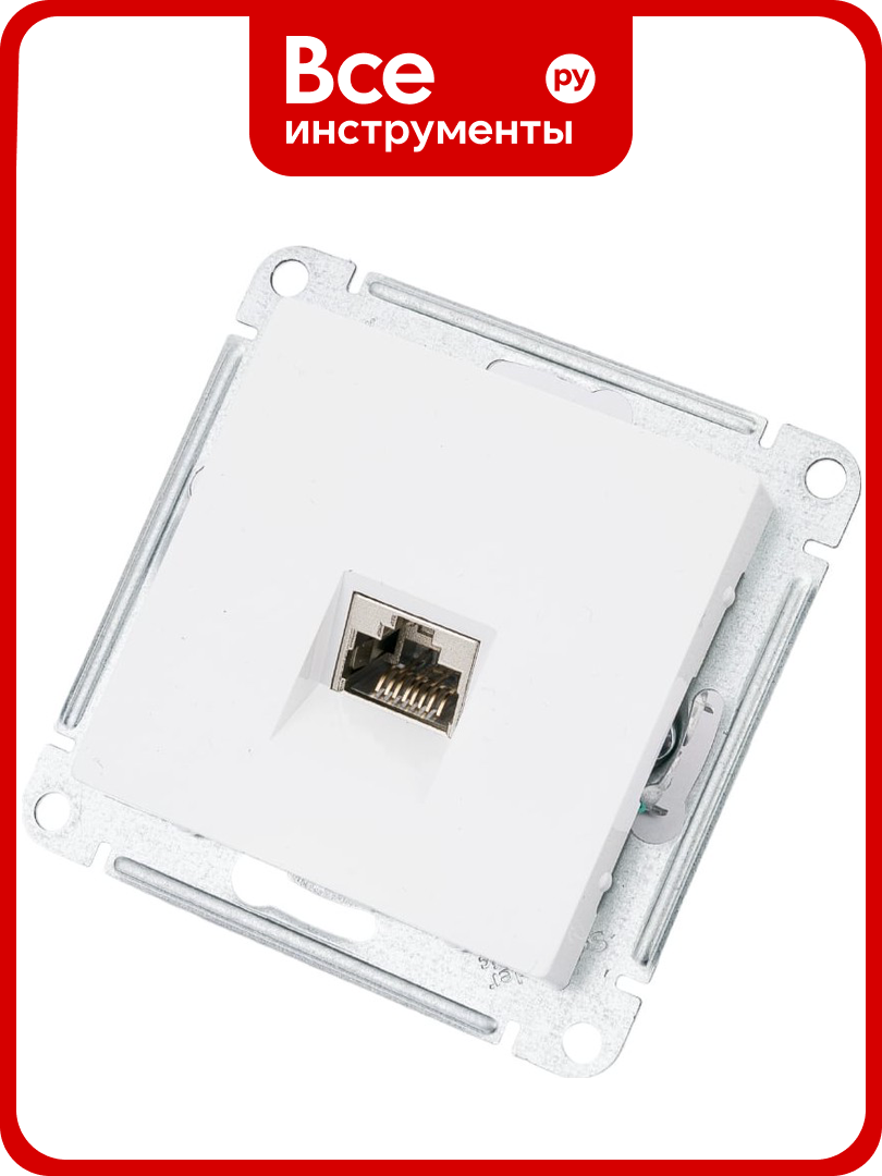 Компьютерная розетка Systeme Electric AtlasDesign Белый RJ45, кат. 6A, механизм SE ATN000186, 6 А, пластик