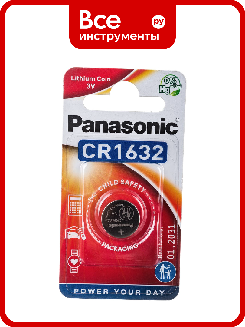 Батарейка Panasonic Power Cells CR1632 B1 5924 литиевая таблетка типа CR1632 для портативных электронных устройств