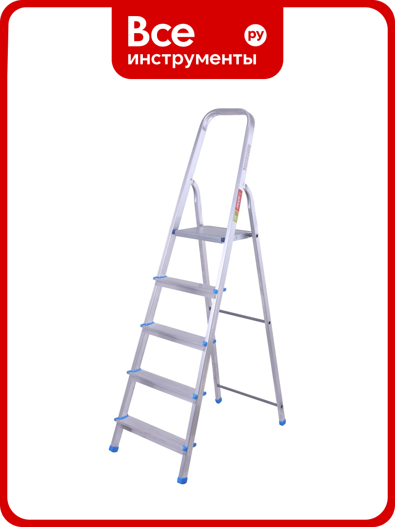 Алюминиевая стремянка LadderBel 5 ступеней STR-AL-5 односторонняя бытовая с прочной алюминиевой рамой