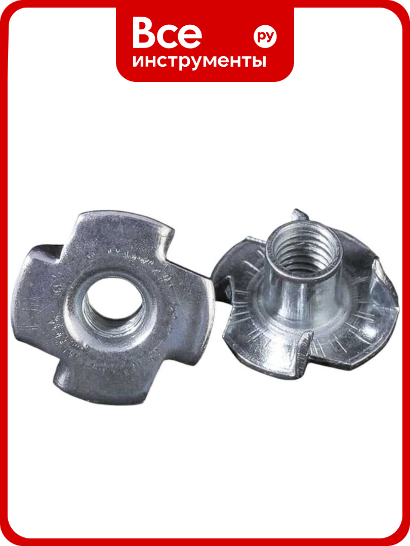 Мебельная (усовая) гайка STEELREX DIN 1624, цинк, М6x9х19 мм, 50 шт. 0223006000B500005064