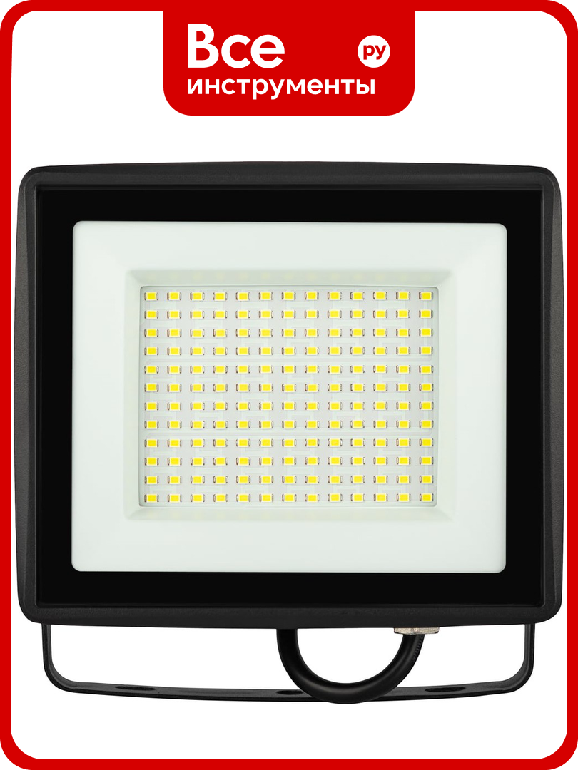 Прожектор светодиодный уличный ЭРА RED LINE LPR-024-100 100Вт 6500К 8000Лм IP65 Б0059616, прочного алюминия, черный