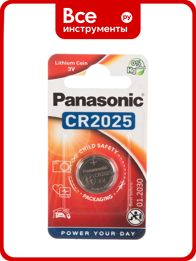 Дисковая литиевая батарейка CR2025 Panasonic 5019068085121 с высокой стабильностью, длительным сроком службы