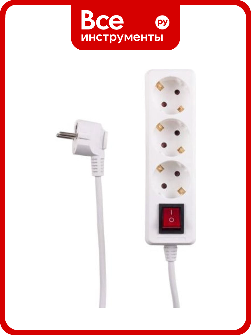 Удлинитель ЕТР 3 гнезда 2м, 10А/2,3кW с з/к и выкл, ПВС 3x0,75 "POWERMAN" ETP 77022