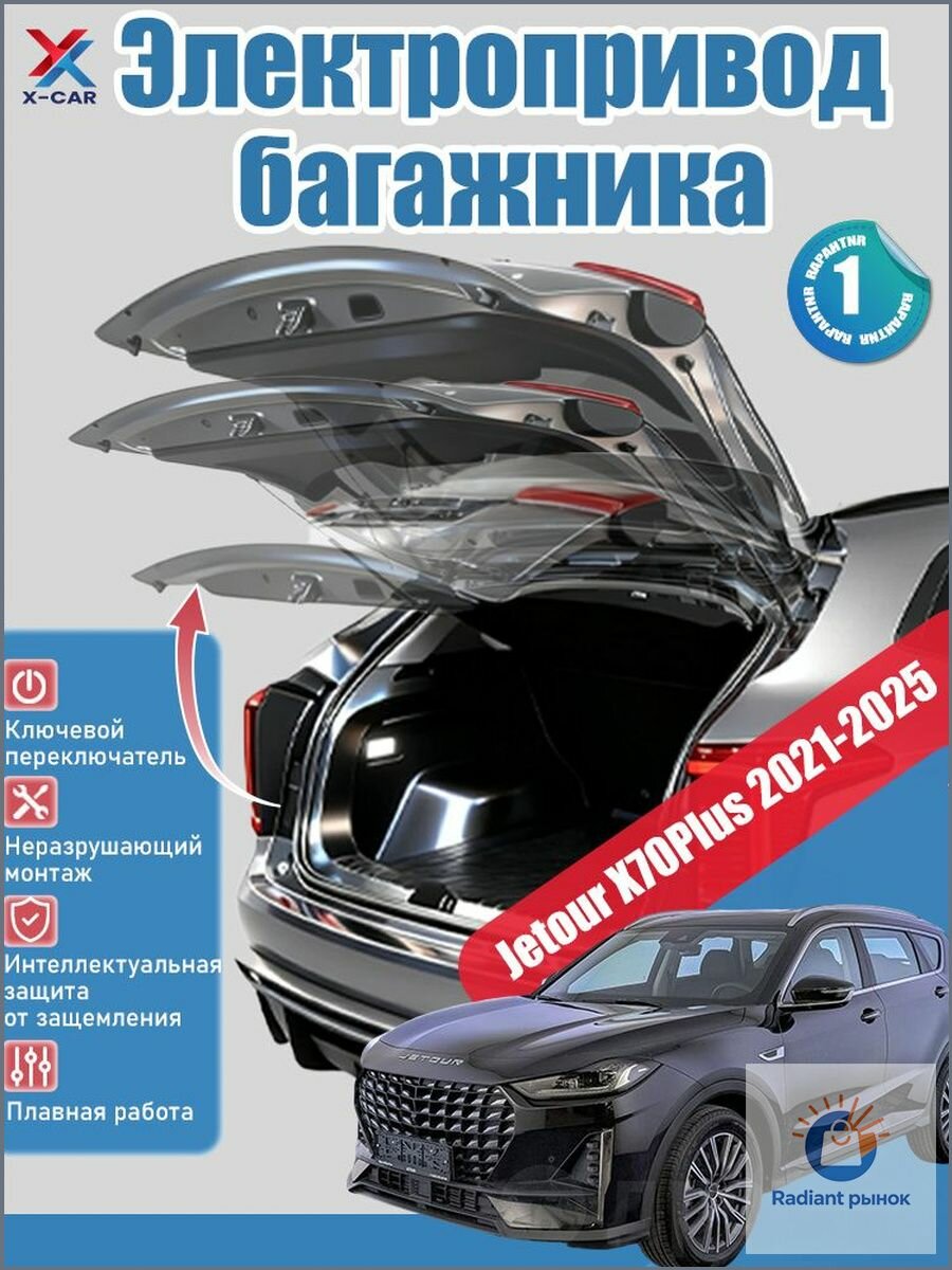 Электропривод багажника Jetour X70 Plus 2021-2025(Мы предоставим вам подробное руководство по установке на русском языке.), Умный привод задней двери с защитой от защемления