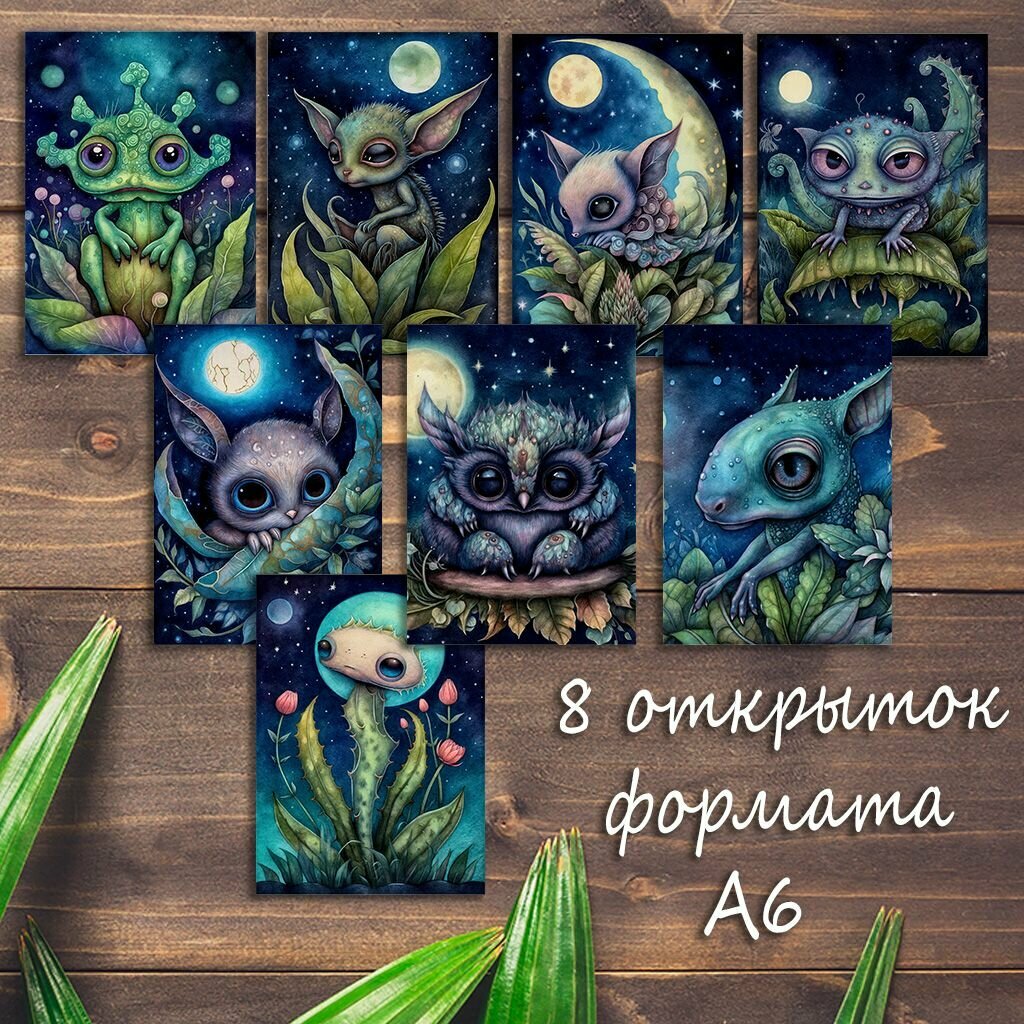 Большой набор открыток Фэнтези, 8 штук