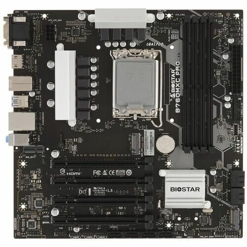 Материнская плата Biostar B760MXC PRO - LGA 1700, Intel B760, 4xDDR5-4800 МГц, 1xPCI-Ex16, 2xM.2, Micro-ATX