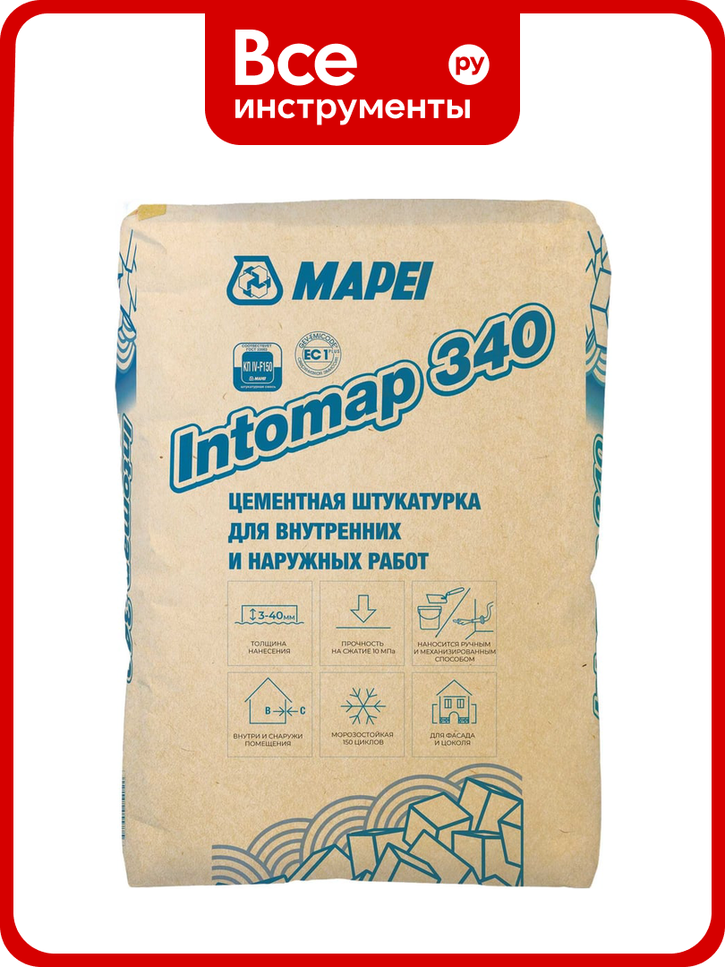 Штукатурка MAPEI INTOMAP 340 25 кг 1883325