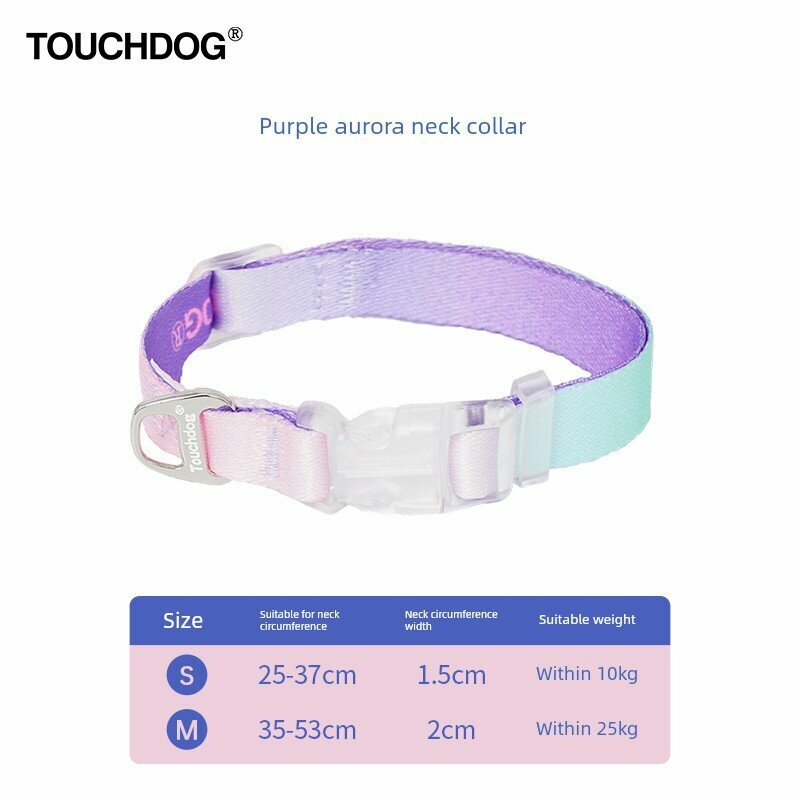 Touchdog Пурпурное сияние Голографический ошейник без светодиодной подсветки Малый размер для маленьких собак