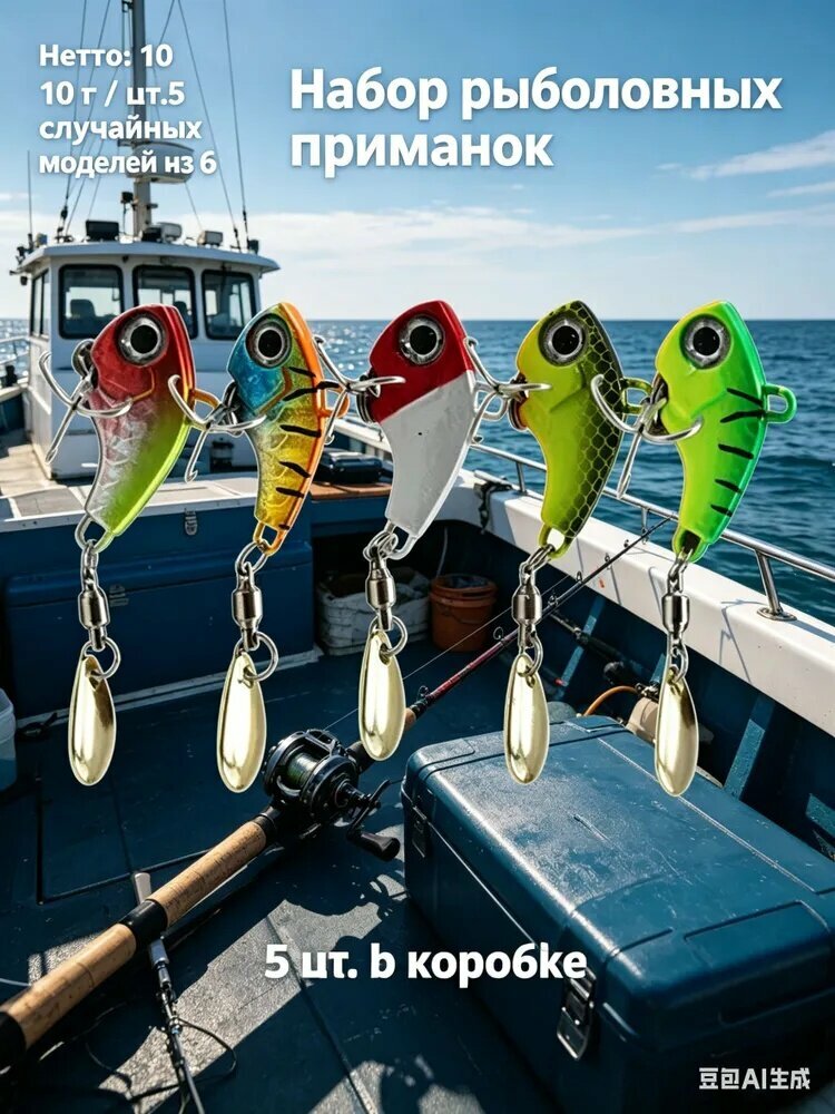 Набор рыболовных приманок 5 штук вращающиеся блесны 10 грамм