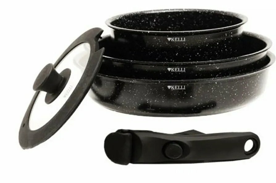 Набор посуды Kelli KL-4029 с керамическим покрытием черный