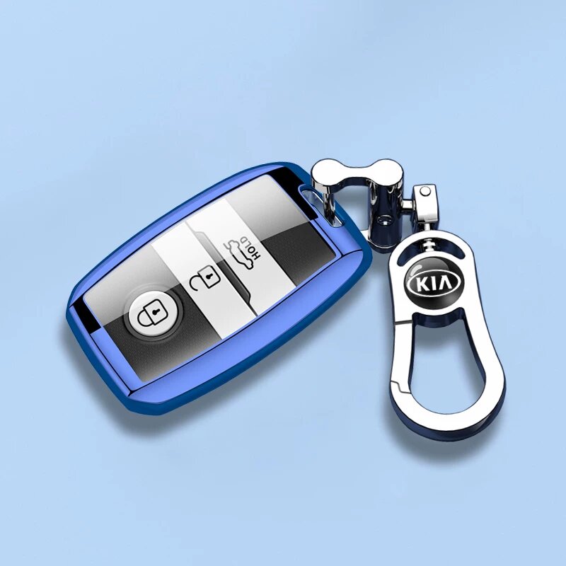 Ключевой брелок для Kia KX CROSS с металлическим креплением, синий, 2017-2019 гг.